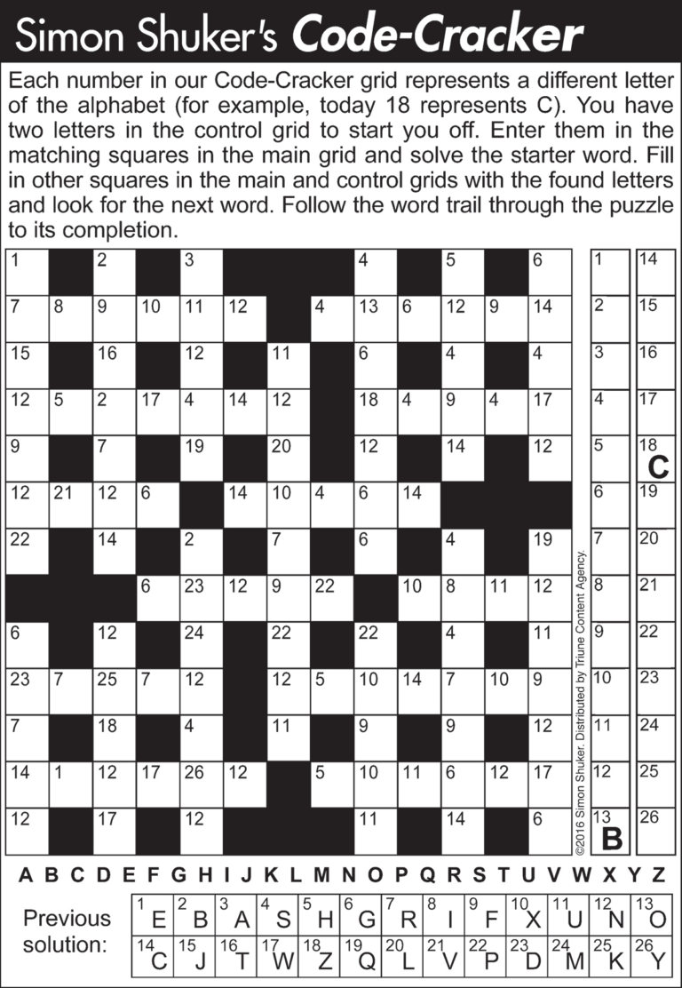 Printable Codebreaker Puzzles Printable Crossword Puzzles | James ...