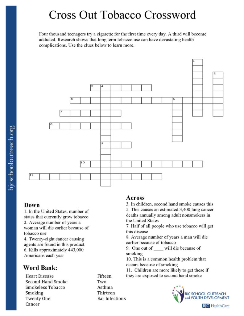 Printable Crossword Puzzle With Word Bank Printable Crossword Puzzles ...