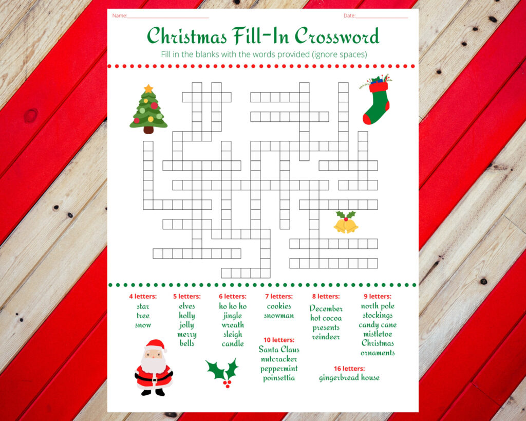 Christmas Crossword Puzzle Printable | James Crossword Puzzles